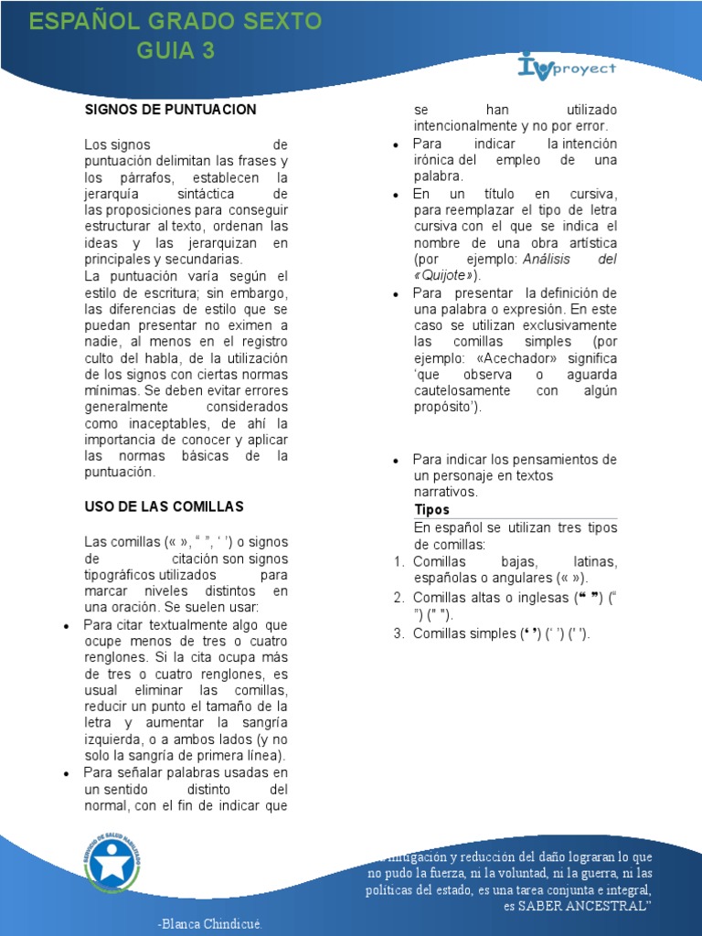 Guia Sexto Español | PDF | Coma | Comillas