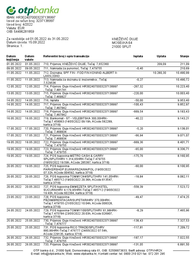 Datum Knjiženja Datum Valute Uplata Stanje Isplata Referentni Broj I ...
