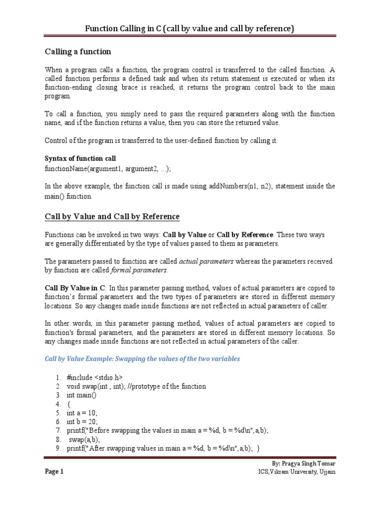 Explaining the Differences Between Call by Value and Call by Reference ... Explaining the Differences Between Call by Value and Call by Reference ...