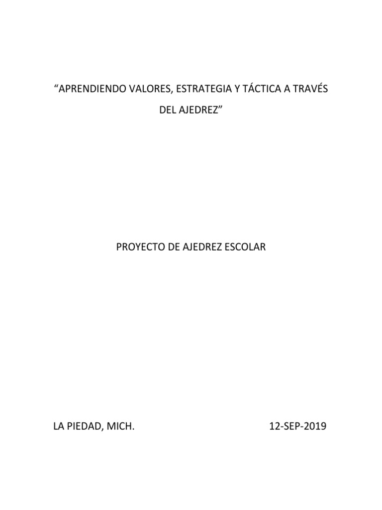 Proyecto de Ajedrez | PDF | Enseñando | Ajedrez