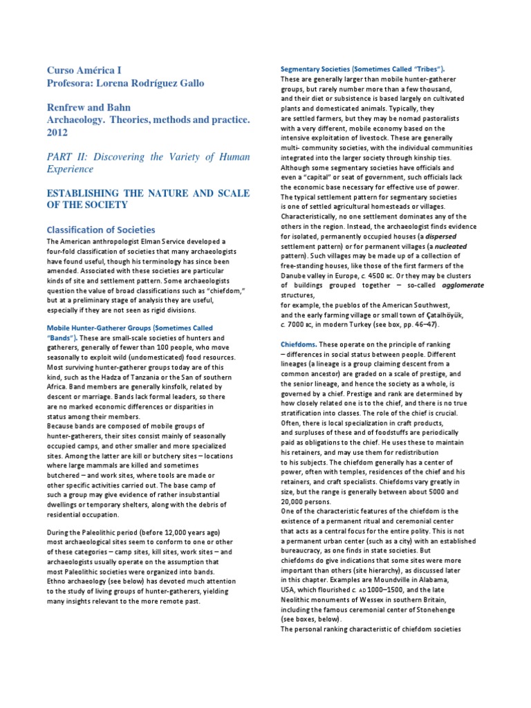 Classification of Societies in Archaeology | PDF | Society | Hunter ...