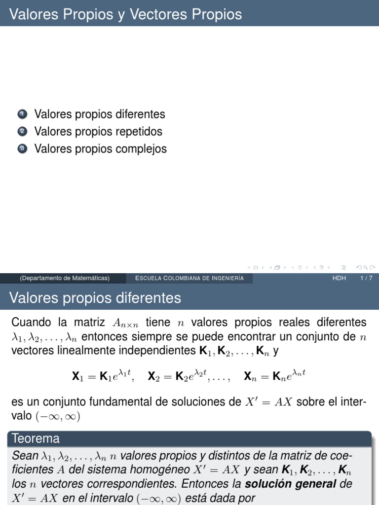 Valores Propios Diferentes | PDF | Valores propios y vectores propios ...