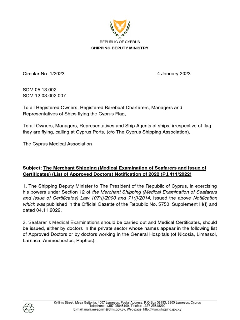 01-2023 (04-01-2023) | PDF | Cyprus | Water Transport 01-2023 (04-01-2023) | PDF | Cyprus | Water Transport