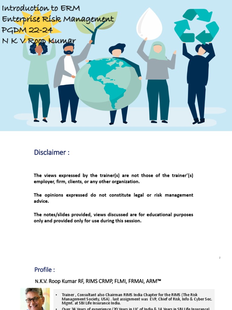 Roop Kumar Introduction To ERM - IIRM PGDM 22-24-3 PDF | PDF | Risk | Information Security