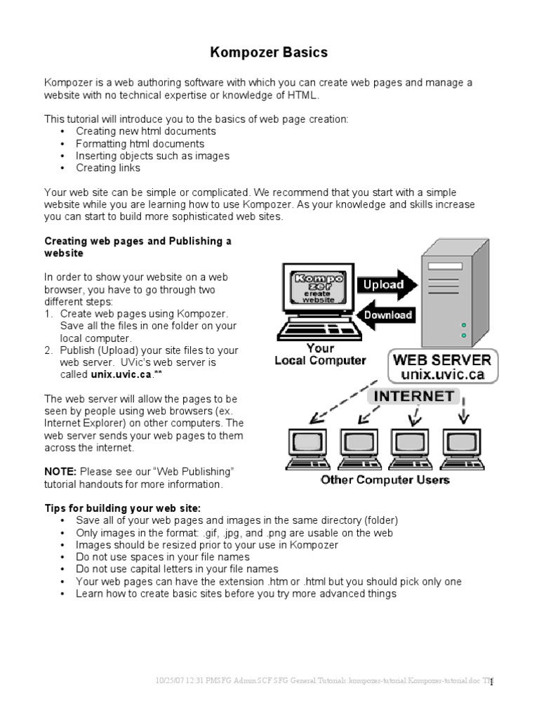 Kompozer Basics: Creating Web Pages and Publishing A Website | PDF