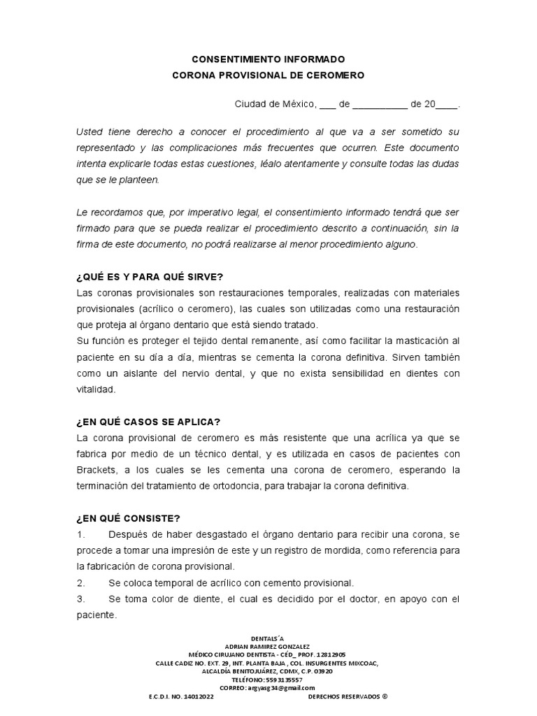 C I - Corona Provisional de Ceromero | PDF | Ortodoncia | Diente