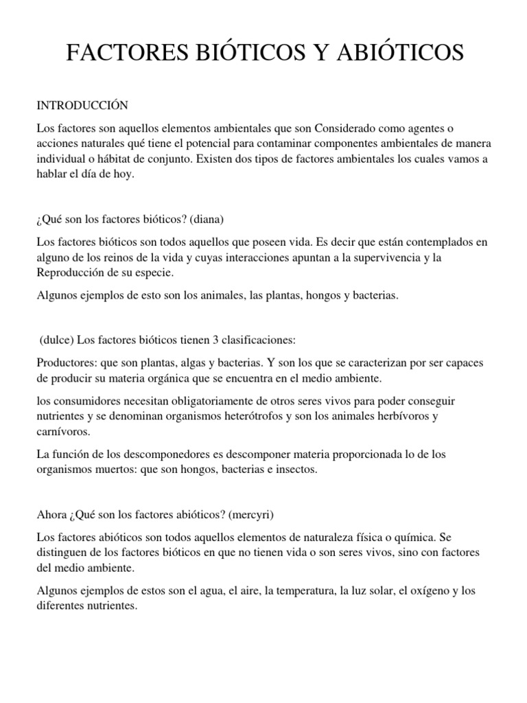 Factores Bioticos y Abioticos | PDF | Entorno natural | Suelo