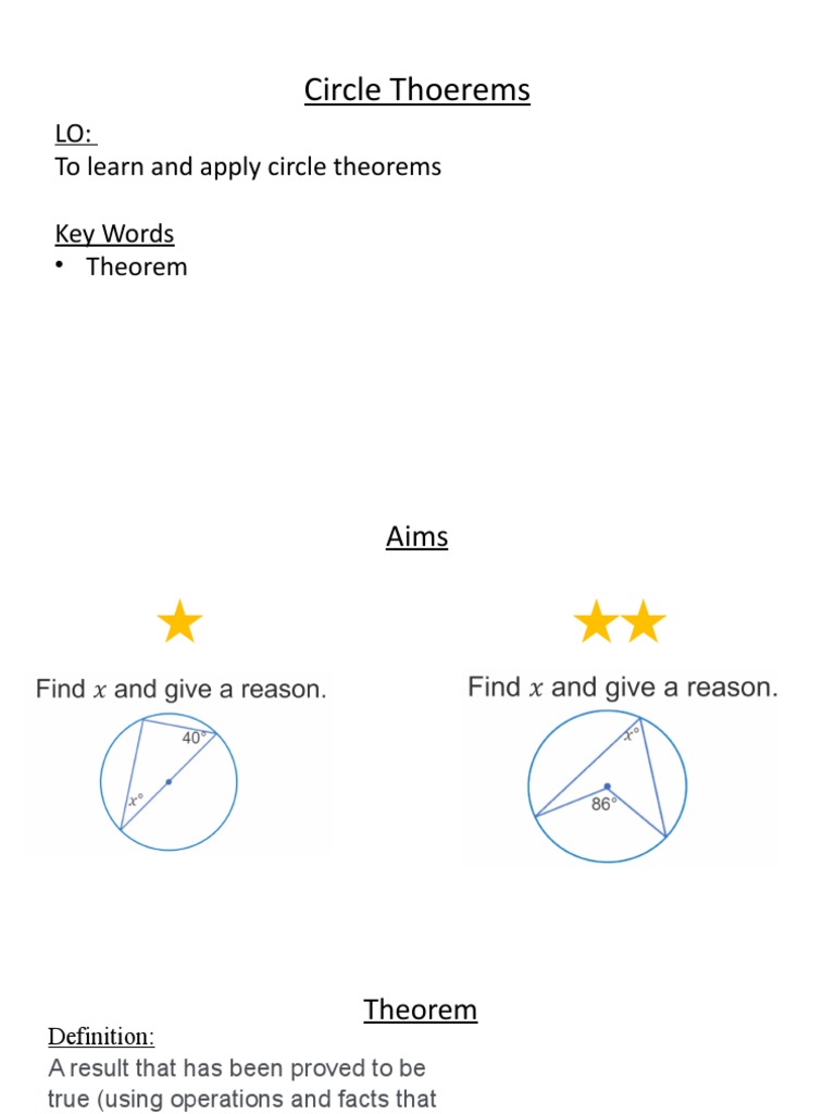 2lessons Circle Theorems Pdf Circle Triangle