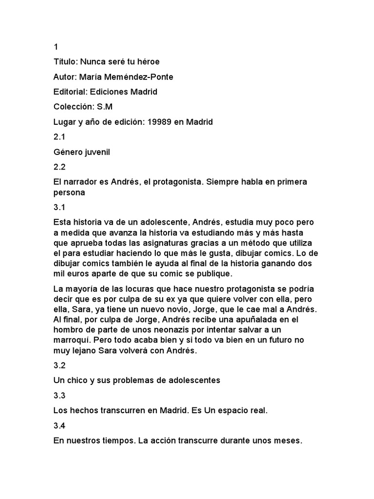 Ficha Nunca Sere Tu Héroe | PDF