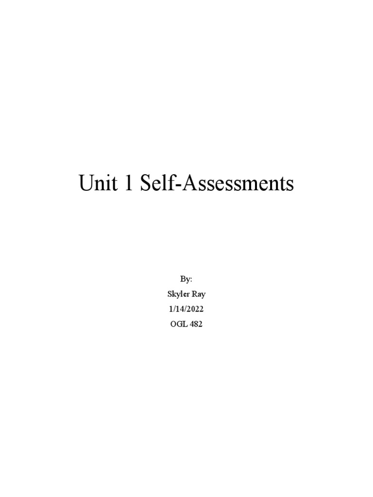 Unit 1 Self-Assessments | PDF | Motivation | Motivational