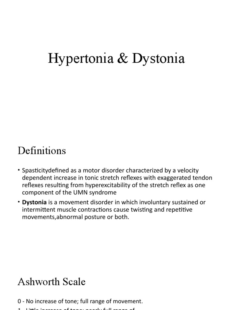 Hypertonia & Dystonia | PDF | Dystonia | Neuroscience