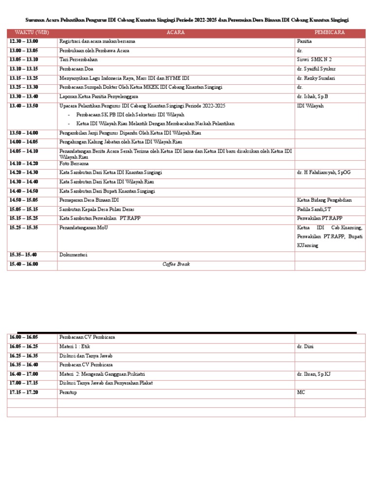 Susunan Acara Edit | PDF