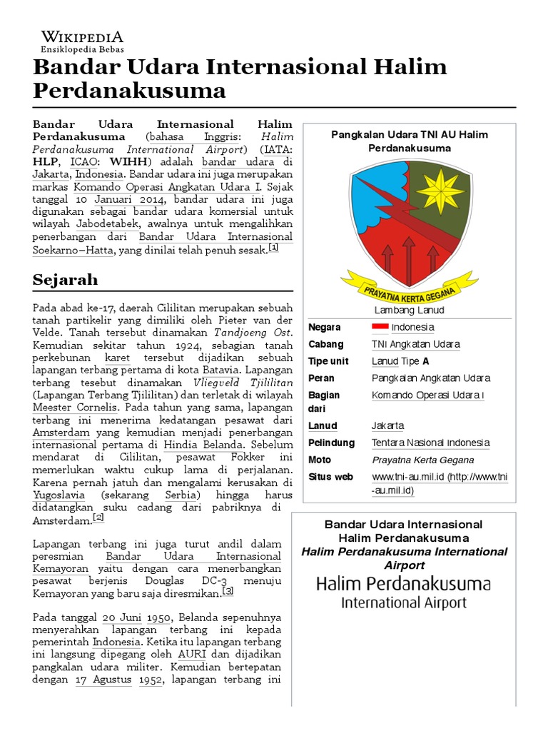 Bandar Udara Internasional Halim Perdanakusuma | PDF