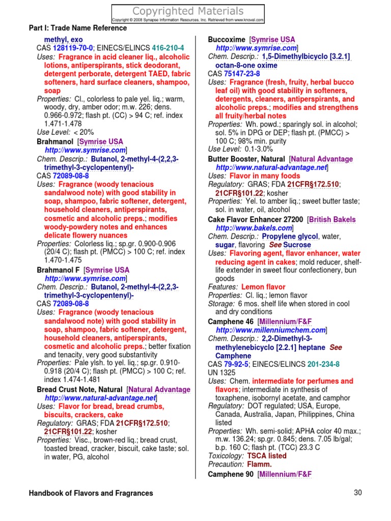 Symrise USA: Part I: Trade Name Reference Buccoxime ( | PDF | Perfume ...