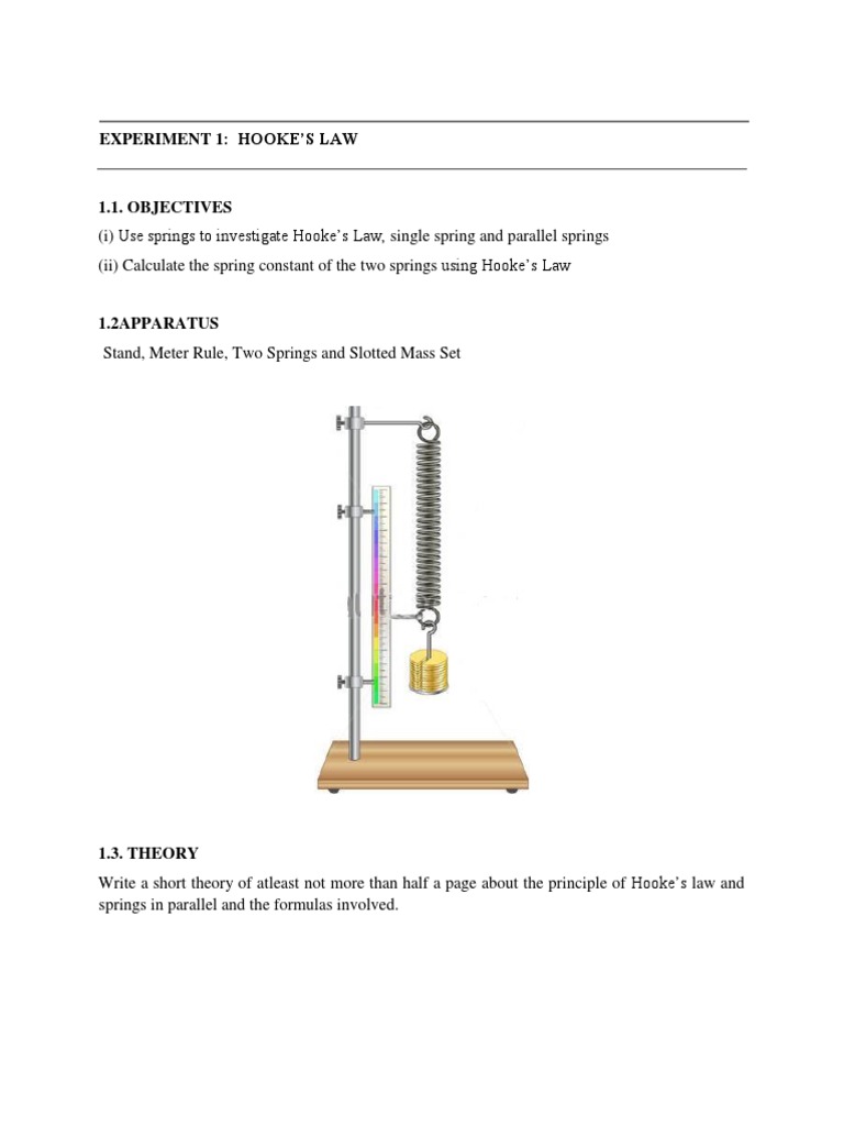 Hooke's Law Experiment Setup Guide | PDF | Science & Mathematics
