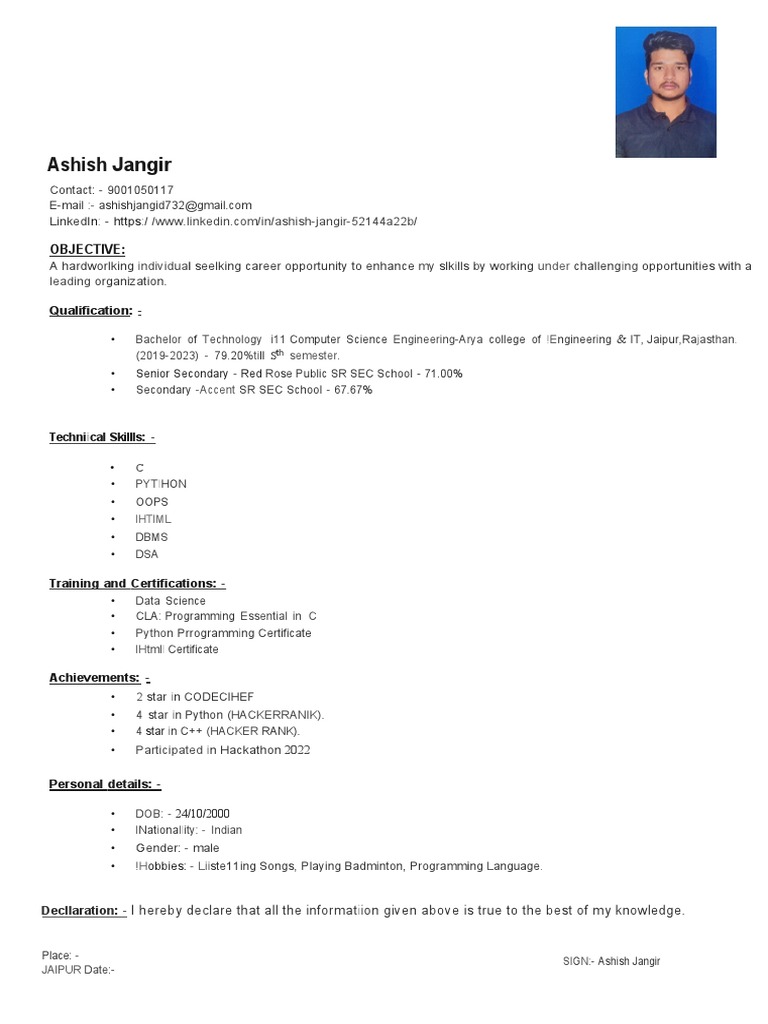 Ashish Jangir's Resume | PDF | Business
