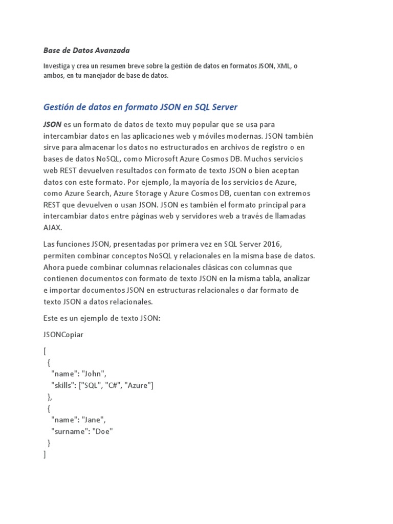Gestion de Datos BDA | Descargar gratis PDF | Servidor SQL de Microsoft | SQL