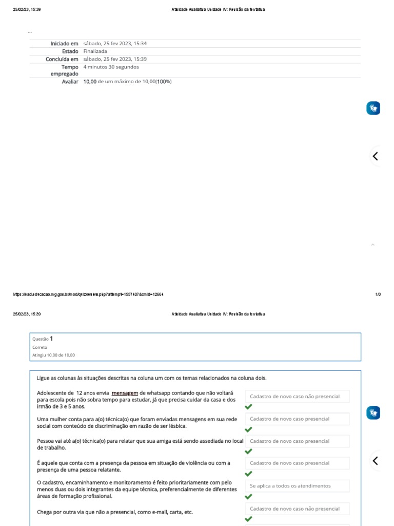 Atividade Avaliativa Unidade IV - Revisão Da Tentativa | PDF
