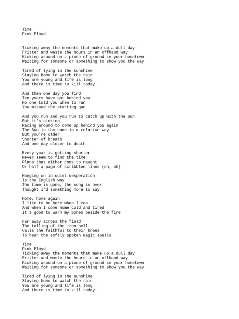 Pink Floyd song "Time | PDF