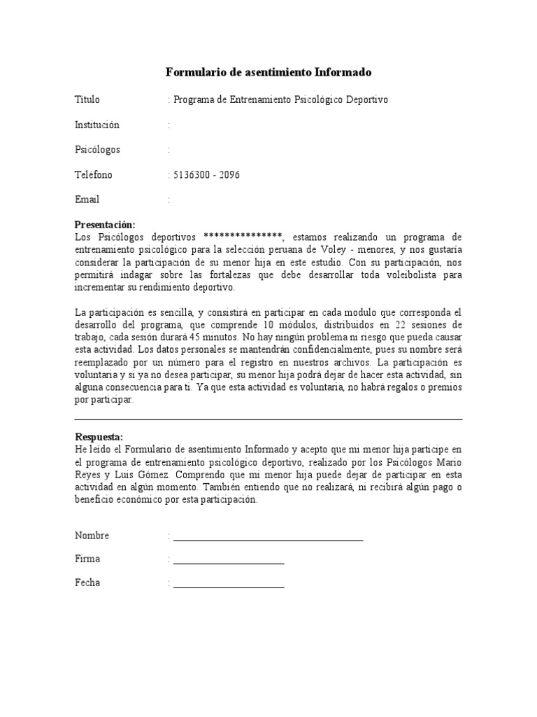 Asentimiento Informado | PDF