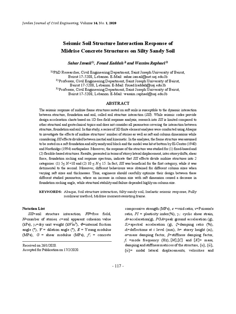 JJCE-Seismic Soil Structure Interaction of Midrise Concrete Structures ...