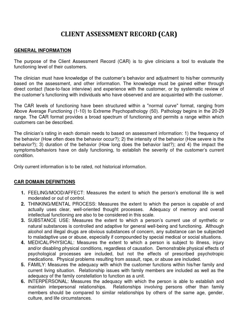 Assessing Client Functioning: A Guide to Completing the Client ...