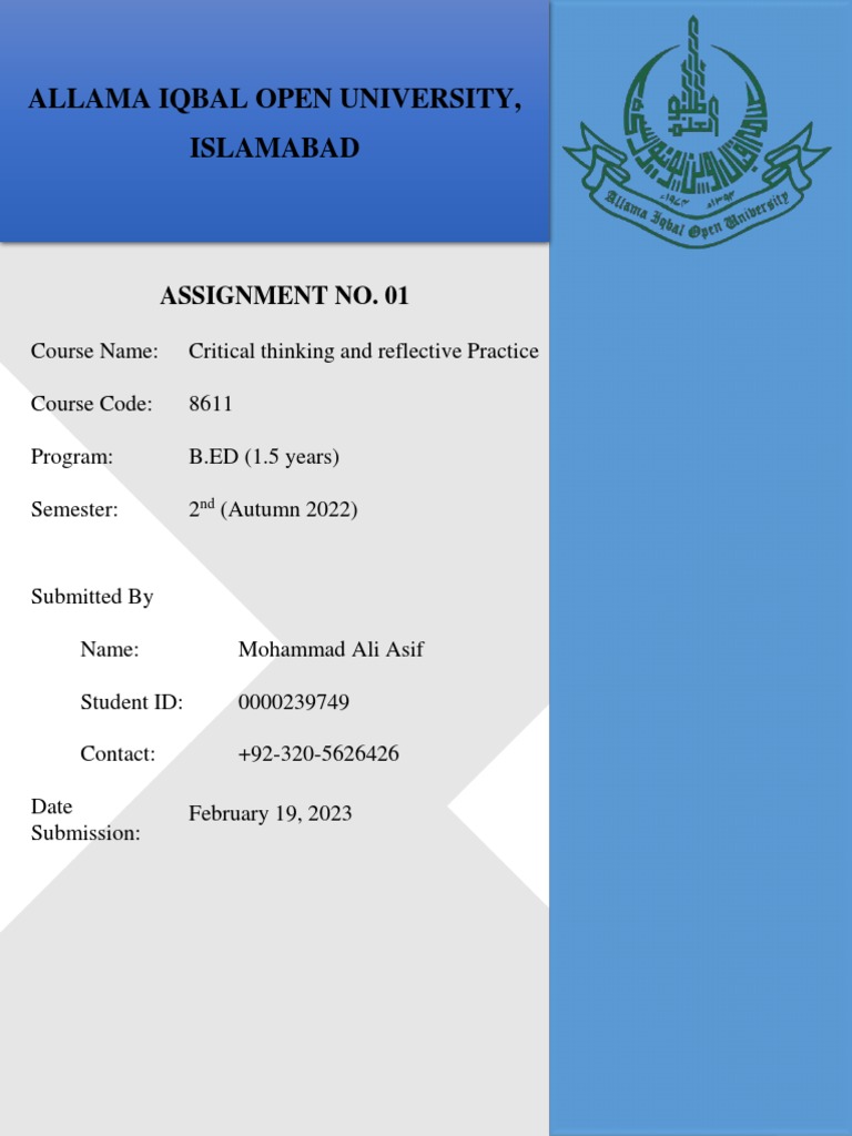 8611 Assignment No 1 Solutions by Mohammad Ali Asif | PDF | Sustainability | Inclusion (Education)