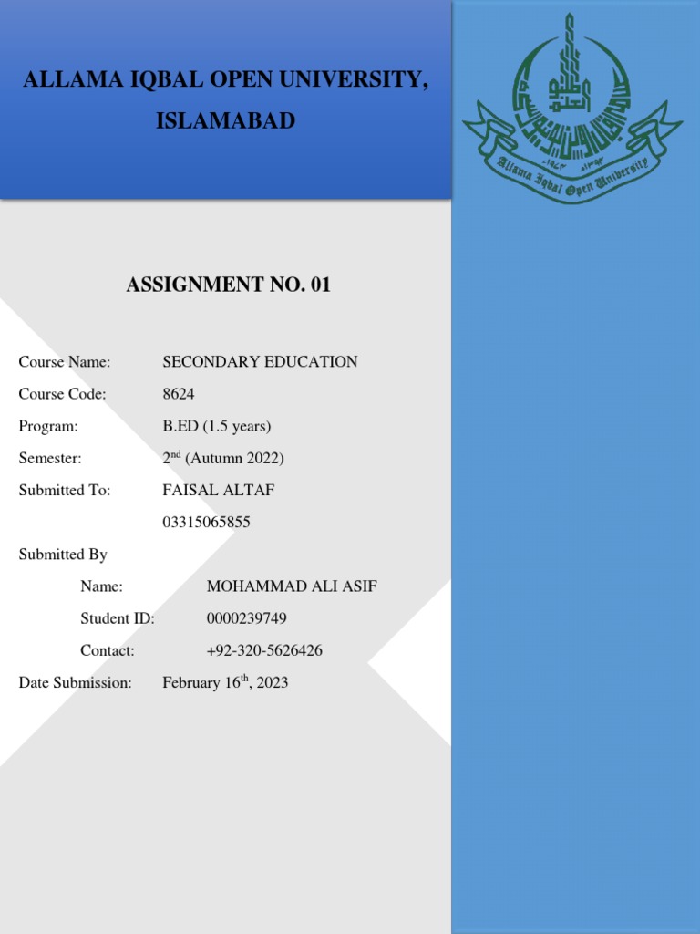 8624 Assignment No 1 Solutions by Mohammad Ali Asif | PDF | Curriculum | Educational Assessment