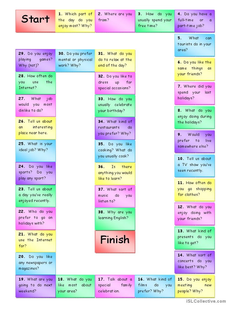 Speaking Questions Boardgame | PDF