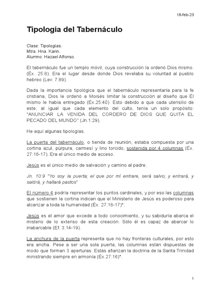 Tipología Del Tabernáculo-2 | PDF | eucaristía | Creencia religiosa y doctrina