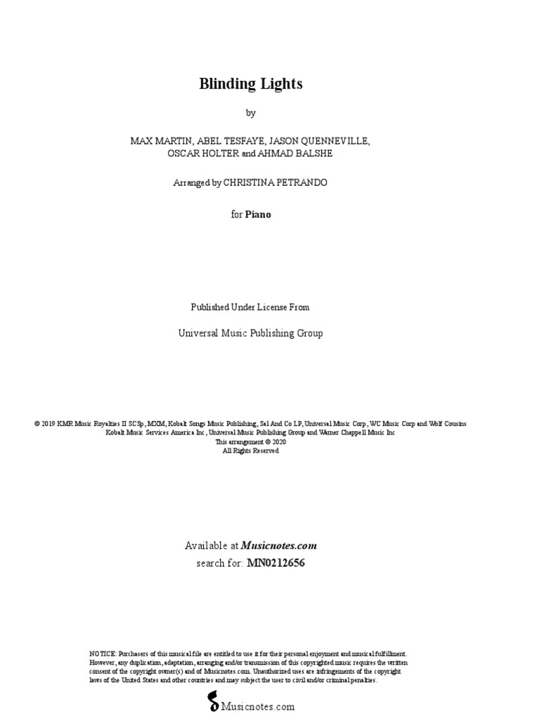 Blinding Lights | PDF | Copyright Infringement | Copyright