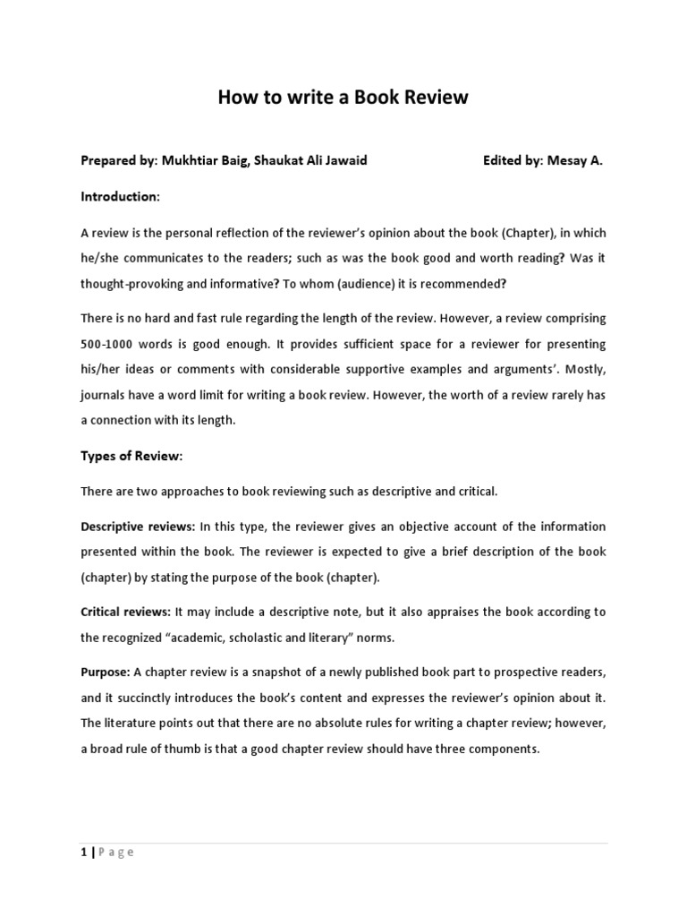 How To Write A Book or Chapter Review | PDF | Books