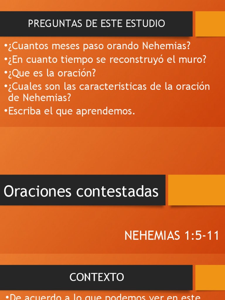 Oraciones Contestadas Nehemias 1 Del 5 Al 11 | PDF | Oración | Intercesión