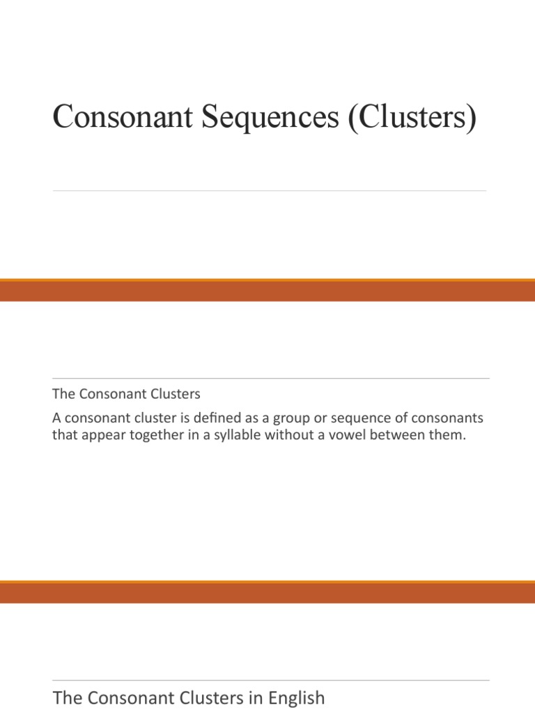 Consonant Cluster | PDF | Syllable | Phonology