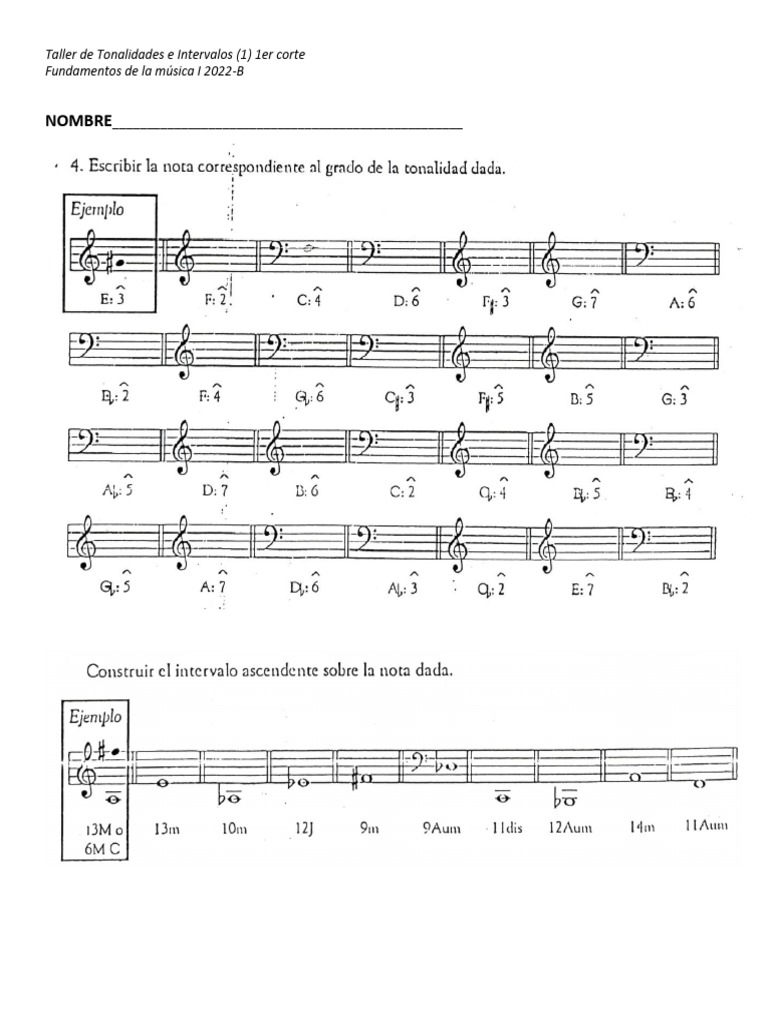 Taller de Tonalidades e Intervalos Simples y Compuestos (2022-A) | PDF