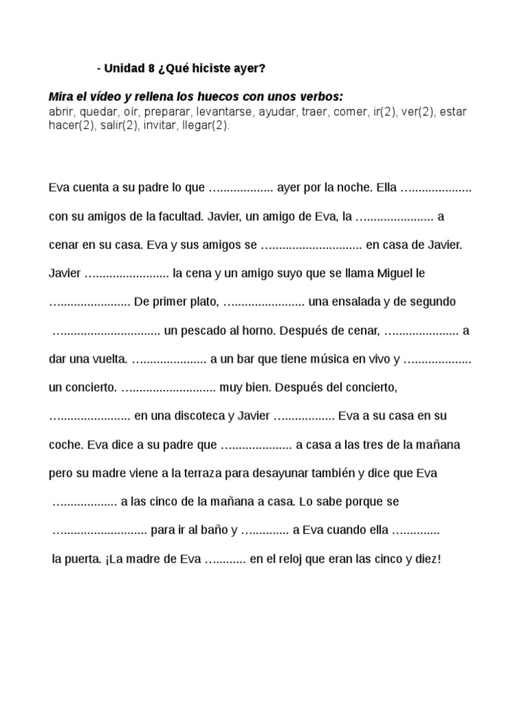 Video - Que .Hiciste - Ayer | PDF