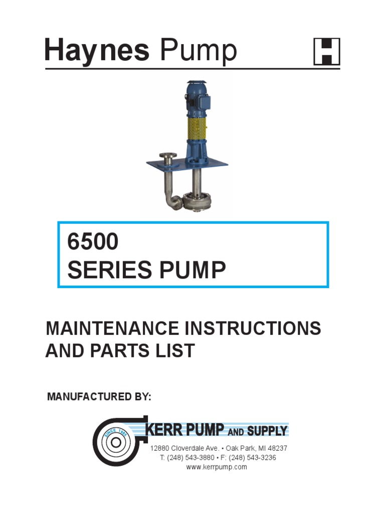 Haynes Pump 6500 Manual | Download Free PDF | Pump | Screw