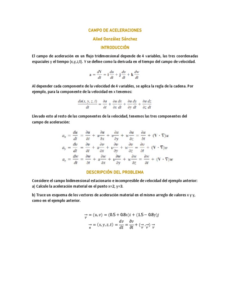 Campo de Aceleraciones. Ailed | PDF | Aceleración | Velocidad