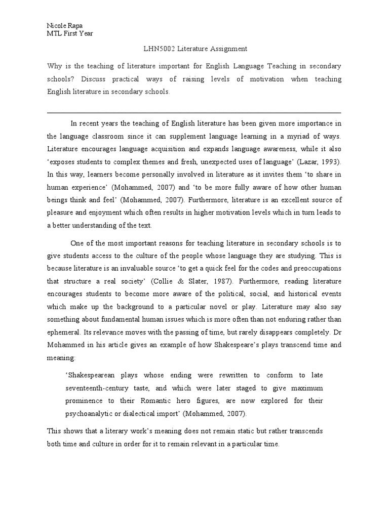 Importance of Literature in ELT | PDF