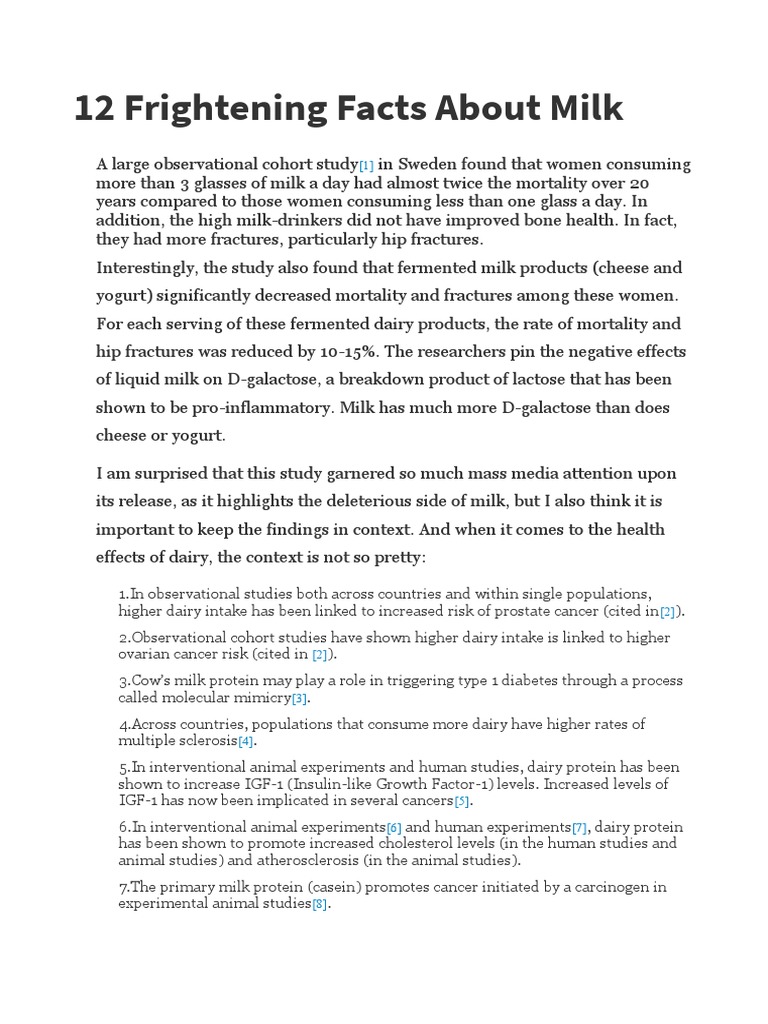 12 Frightening Facts About Milk | PDF | Milk | Dairy Products