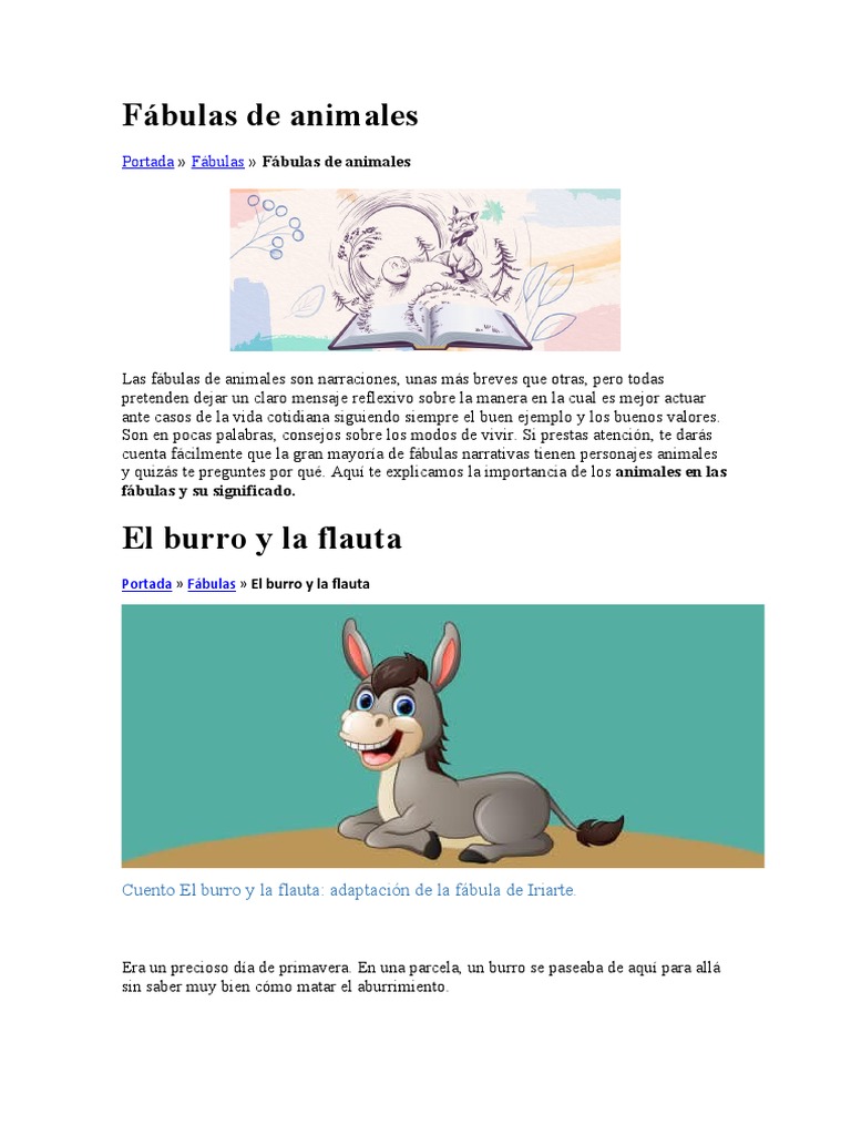 Fábulas De Animales Burros Pdf Fábula