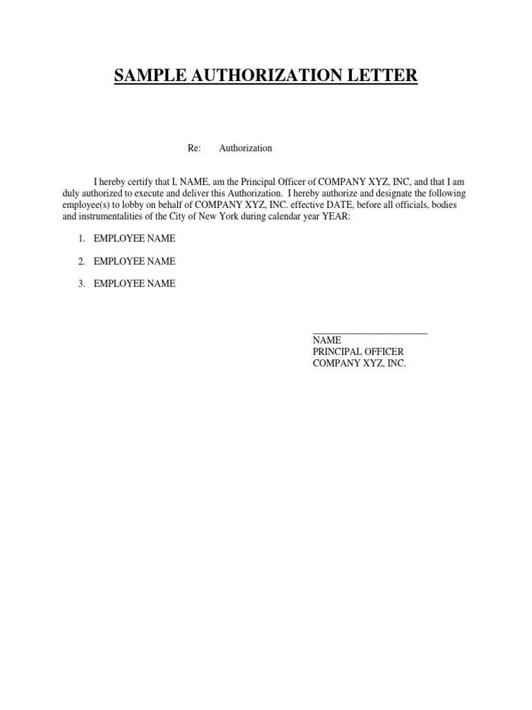 Authorization Letter for Lobbying Activities | PDF | Career & Growth ...