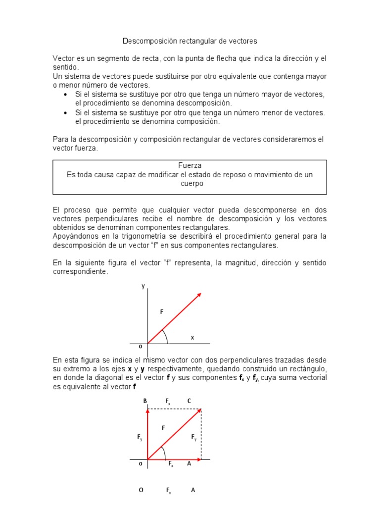 Descomposición Rectangular de Vectores | PDF | Vector Euclidiano | Triángulo