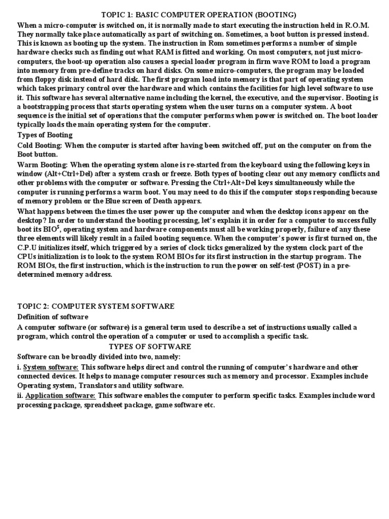 SS1 Second Term Computer | PDF | Booting | Operating System