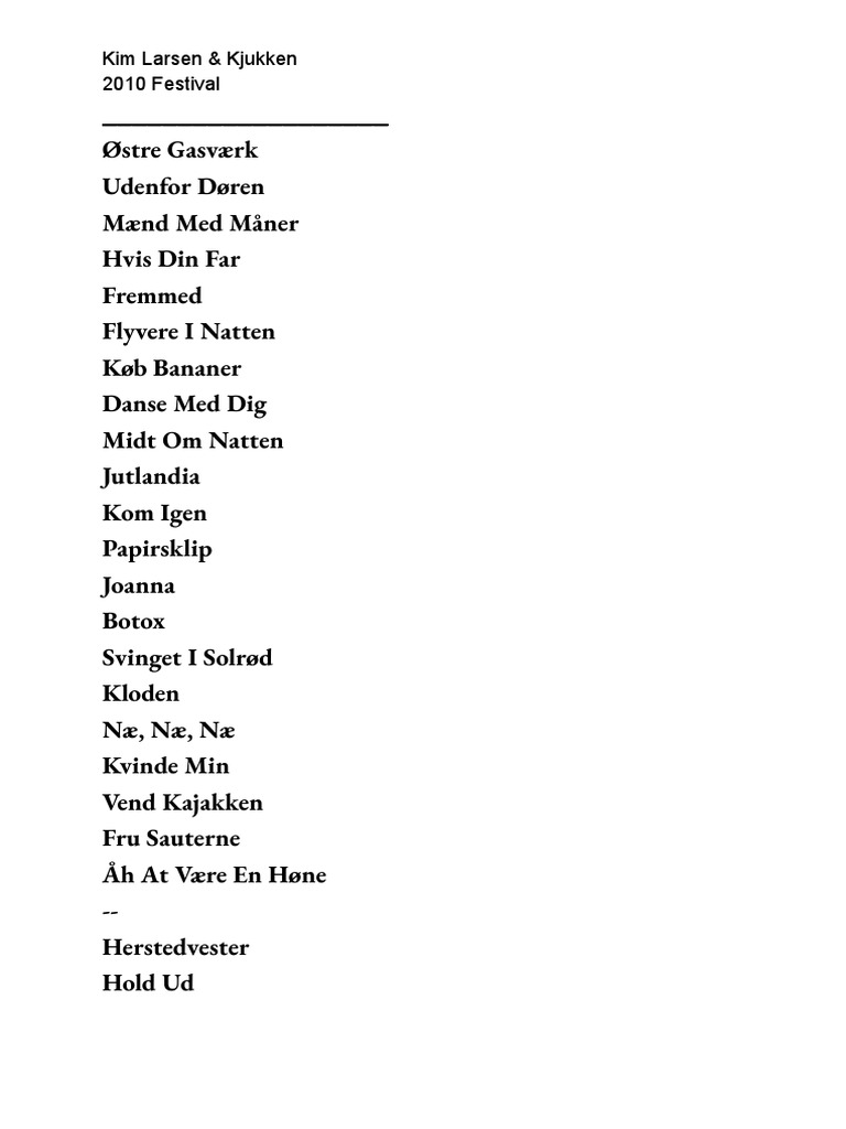 Kopi Af Festival Setlist | PDF