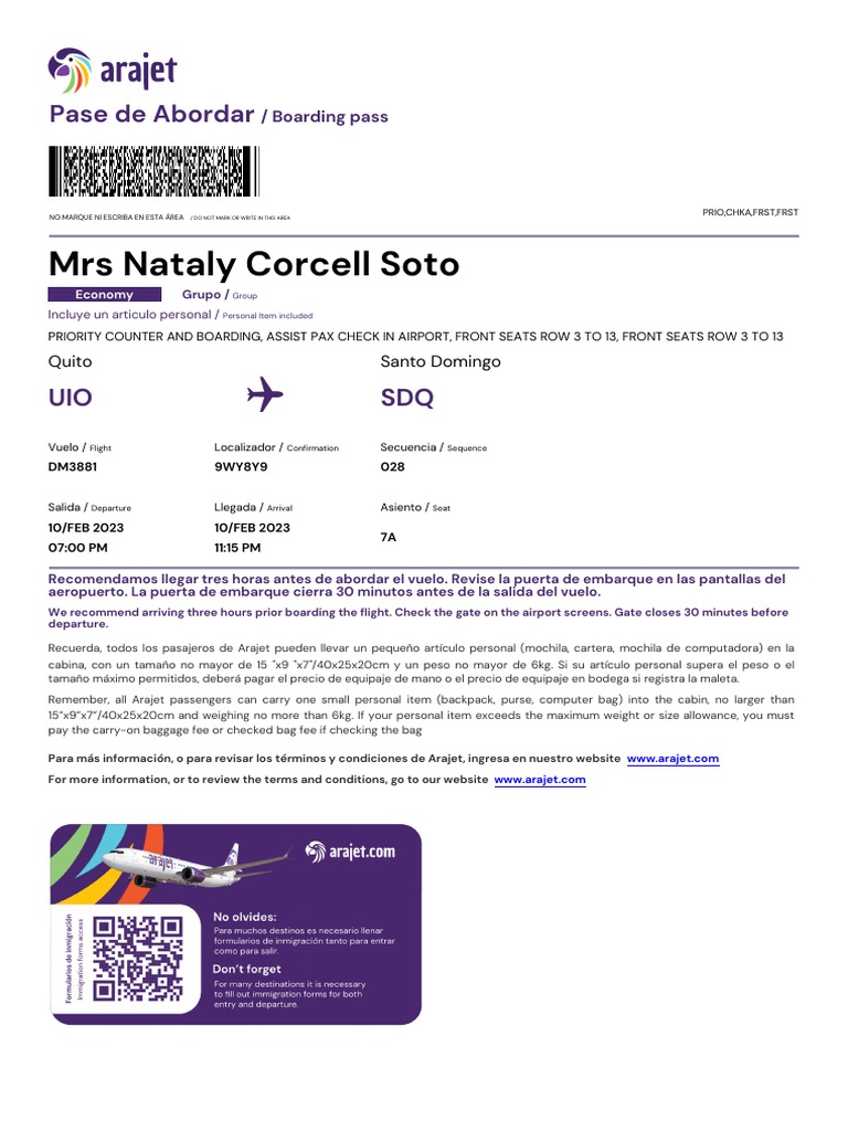 Boarding Passes 9WY8Y9 | PDF