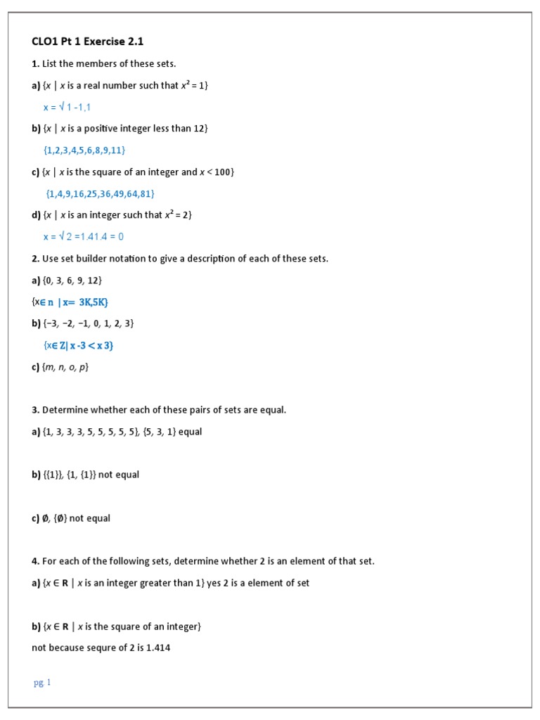 CLO1 PT 1 Exercise 2.1 | PDF