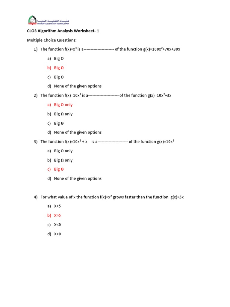 CLO3 Exercise Solutions | PDF | Time Complexity | Computer Science