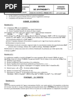 Contrôle N°1 Semestre 1 Physique Tronc Commun Biof SC | PDF | Masse | Poids