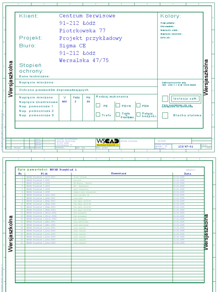 WSCAD 5.3 Przykładowy Schemat Elektryczny Projekt Przykładowy S7 300 | PDF